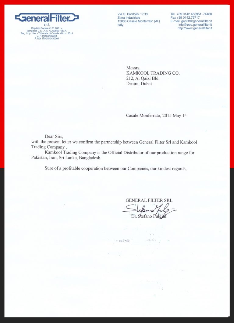 Agency Certificate – KamKool Trading Company